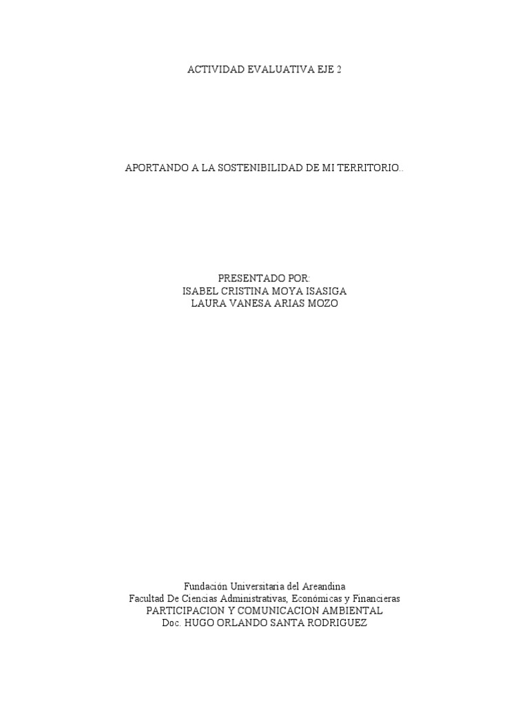 Actividad Evaluativa Eje 2 Participacion y Comunicacion Ambiental | PDF ... Actividad Evaluativa Eje 2 Participacion y Comunicacion Ambiental | PDF ...