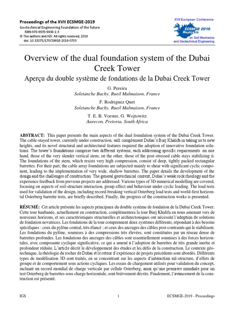 Dubai Creek Tower Dual Foundation Overview | PDF