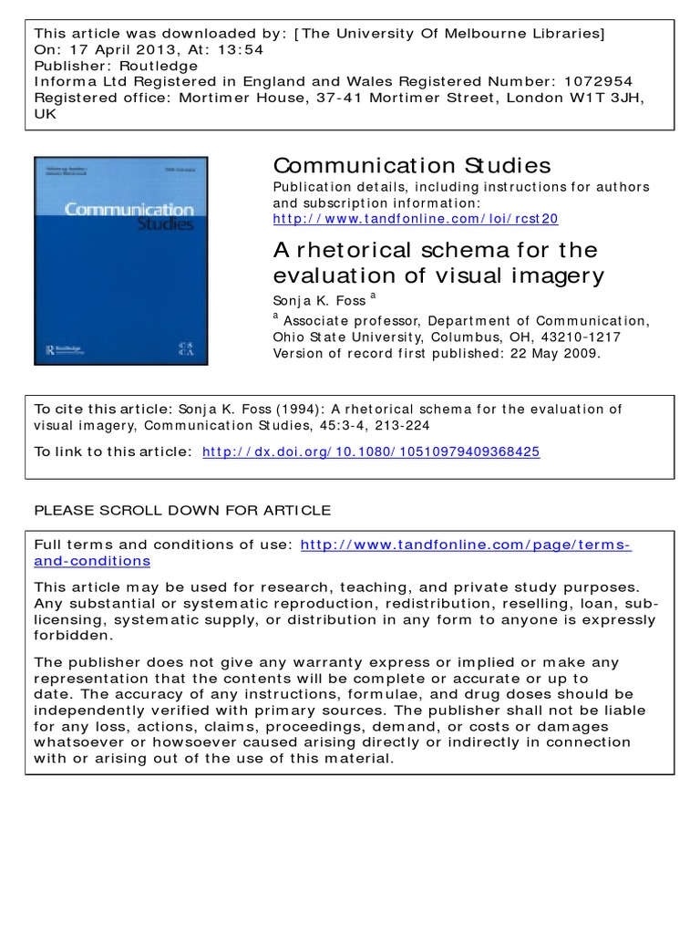 A Rhetorical Schema For The Evaluation of Visual Imagery | PDF