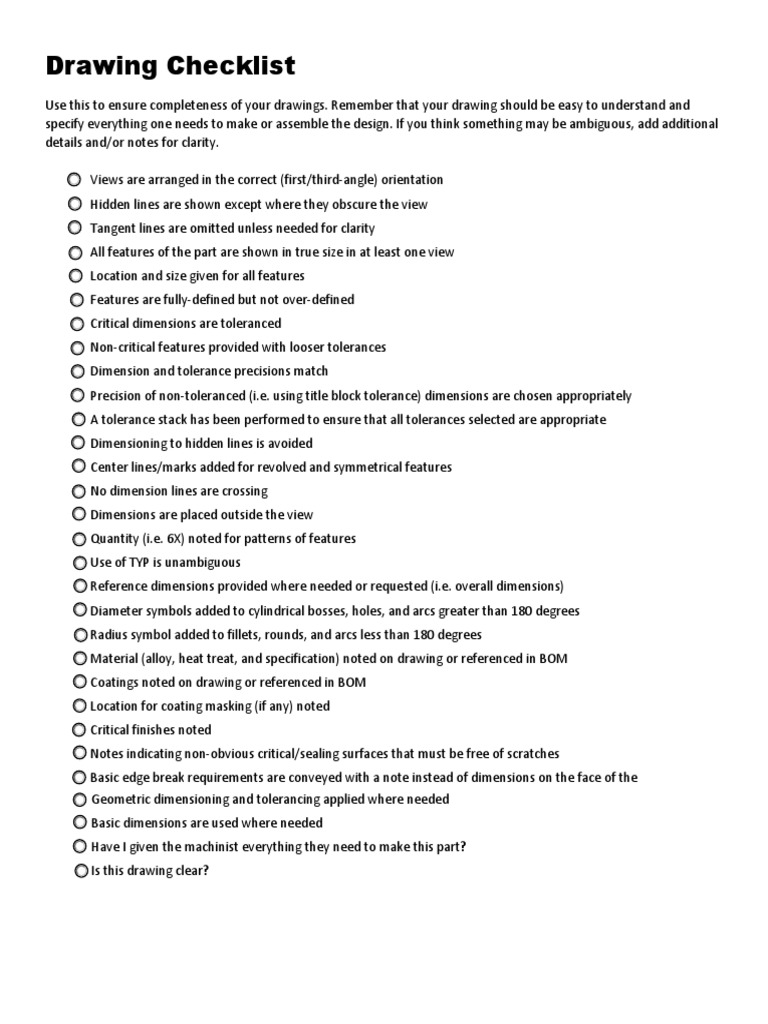 Drawing Checklist | PDF