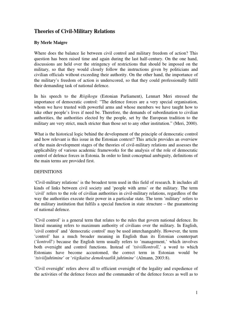 Civil Military Theories_Akadeemia_sept 2009_Merle Maigre-1 | PDF