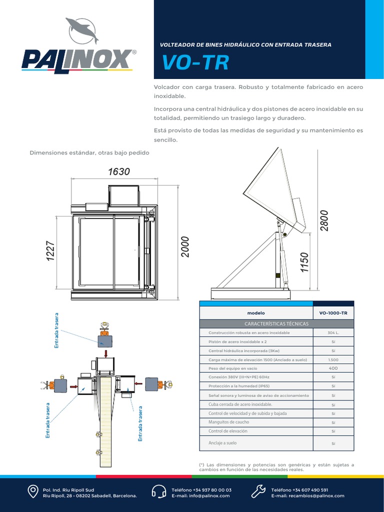 Ficha Tecnica Volteador de Bines VO TR Palinox | PDF | Bienes manufacturados | Tecnología de ...