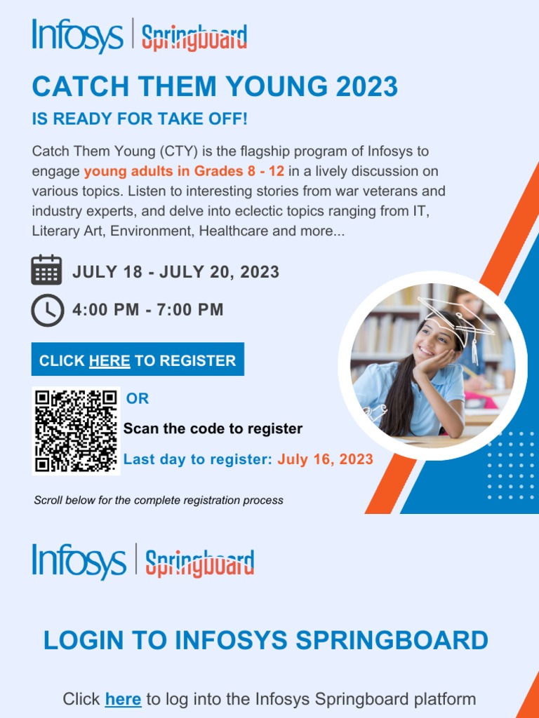 Infosys Springboard Catch Them Young 2023 - Register Now | PDF