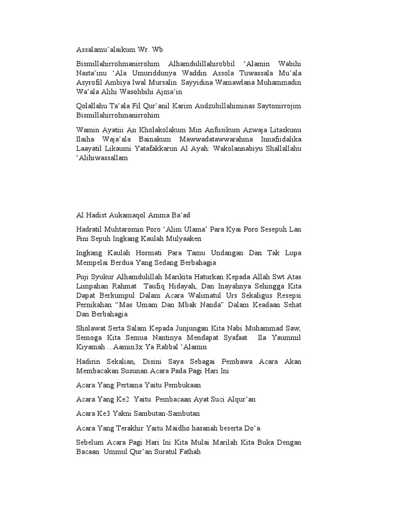 MC Walimatul Urs | PDF