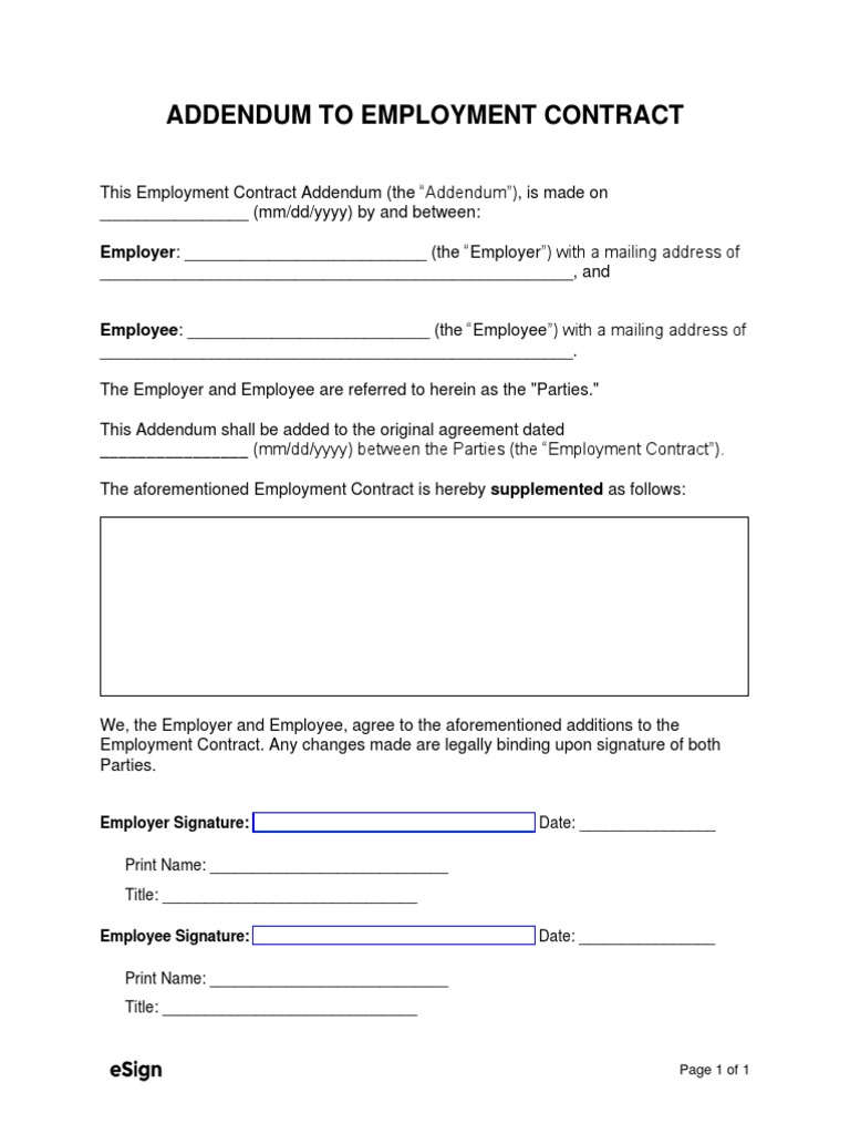Employment Contract Addendum | PDF