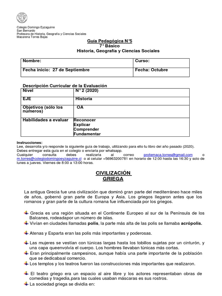 Guía #5 Historia 7° Básico | PDF