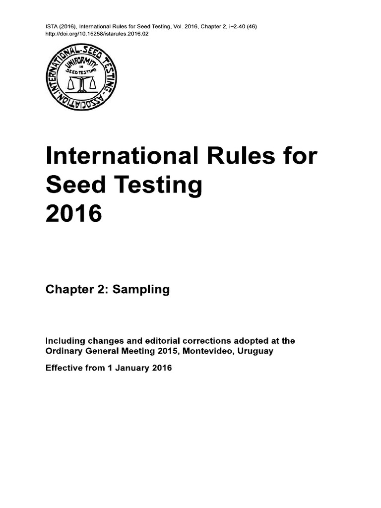 International Rules For Seed Testing (ISTA) | PDF