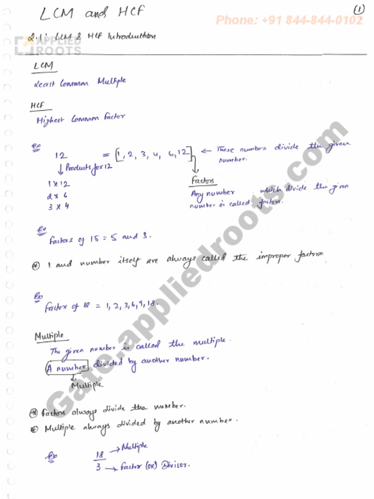 Gate Notes - Aptitude - LCM & HCF | PDF