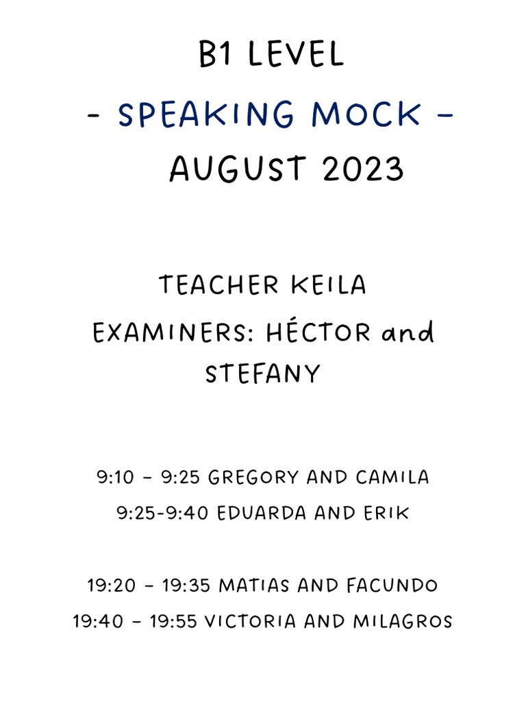 B1 Speaking Mock August 2023 | PDF