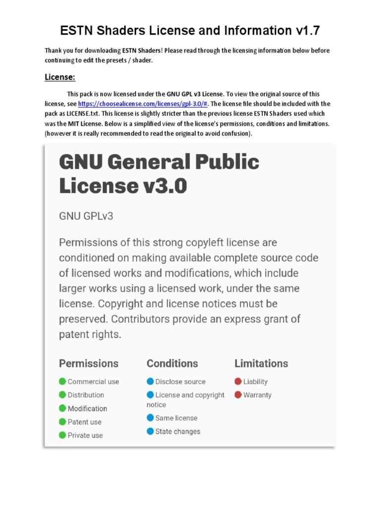 ESTN Shaders GPL License Guide | PDF | Computers