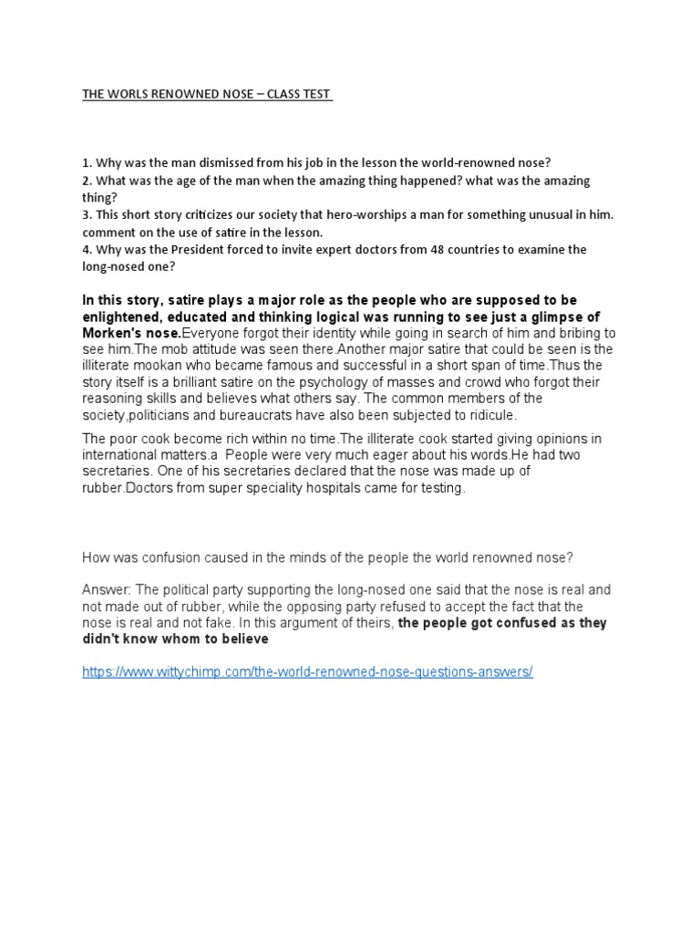 The Worls Renowned Nose-test Paper (1) | PDF