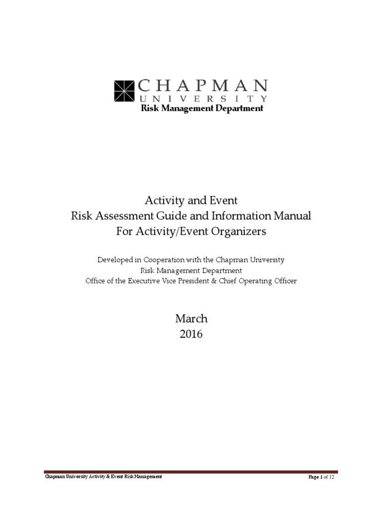 Activity and Event Risk Management Guide | PDF | Risk | Insurance