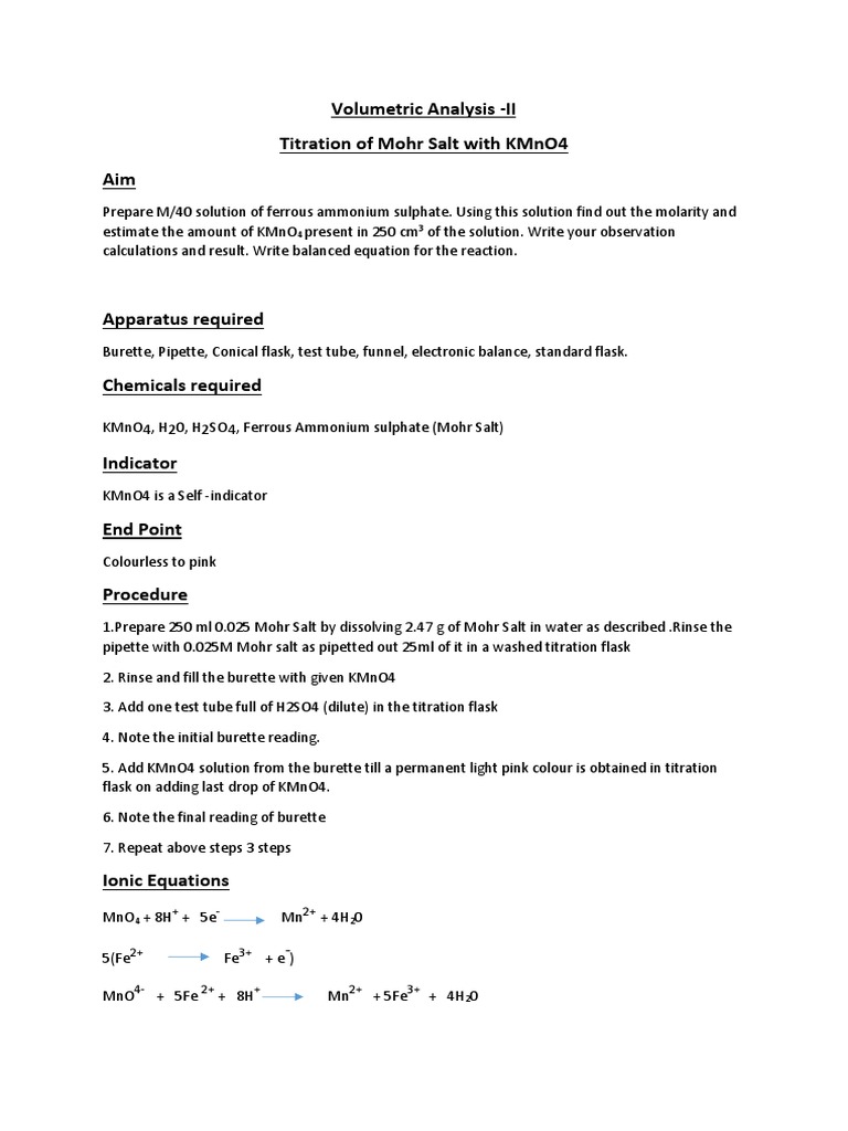 Volumetric Analysis II | PDF