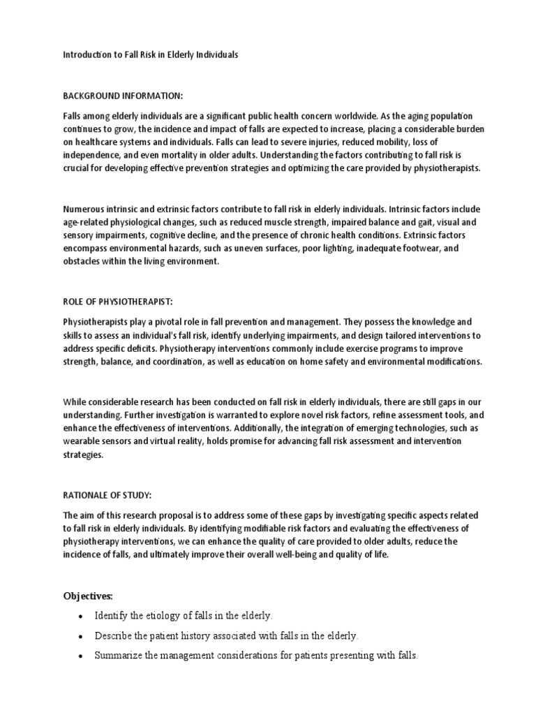 Fall Risk Factors in the Elderly | PDF | Physical Therapy | Balance ...