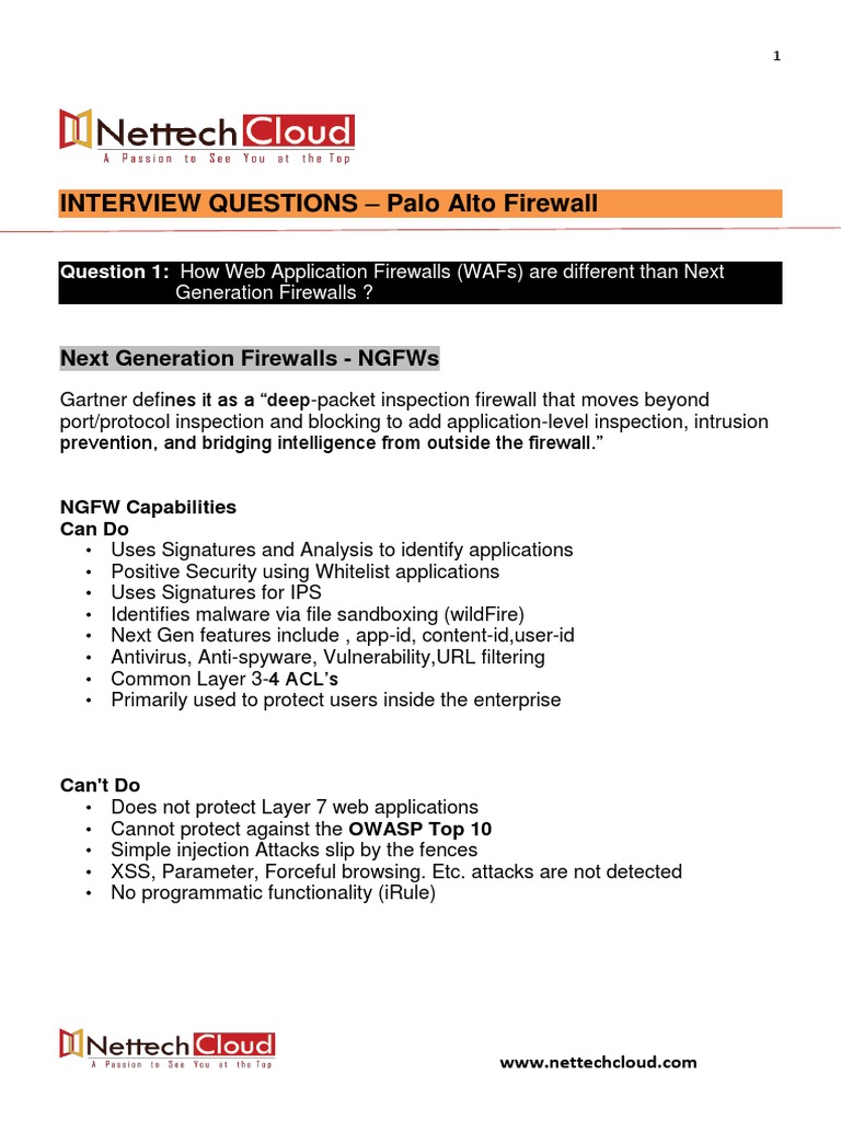Palo Alto Firewall Interview Questions | PDF | Firewall (Computing ...