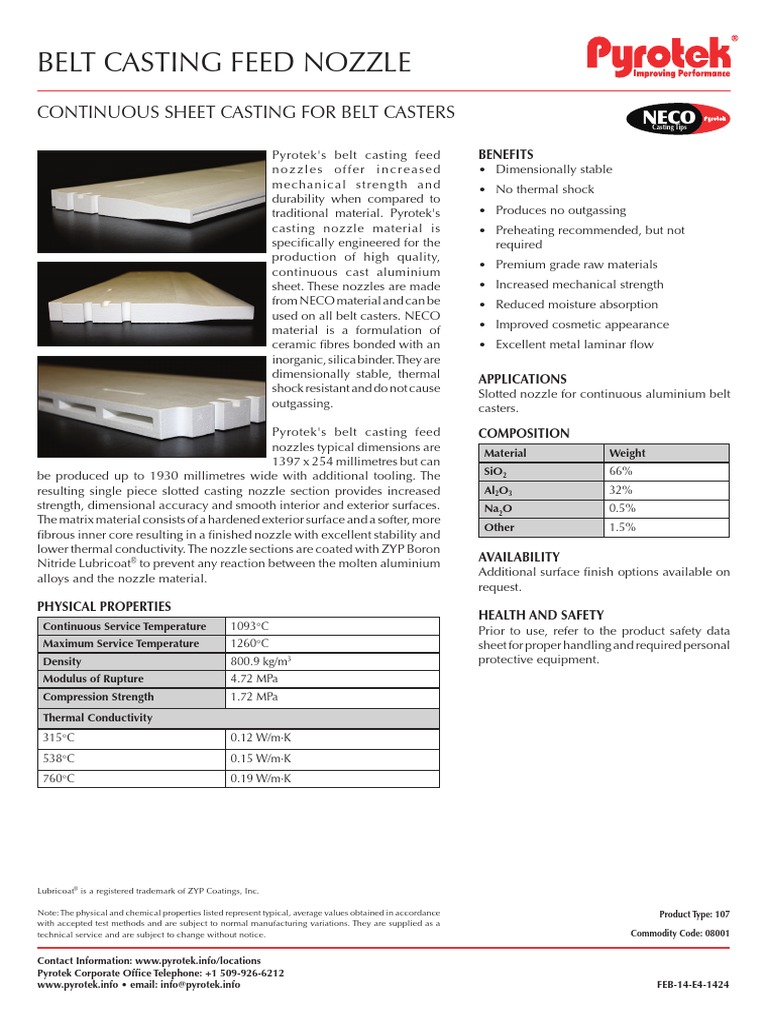Belt Caster Feed Nozzles | PDF | Sheet Metal | Aluminium