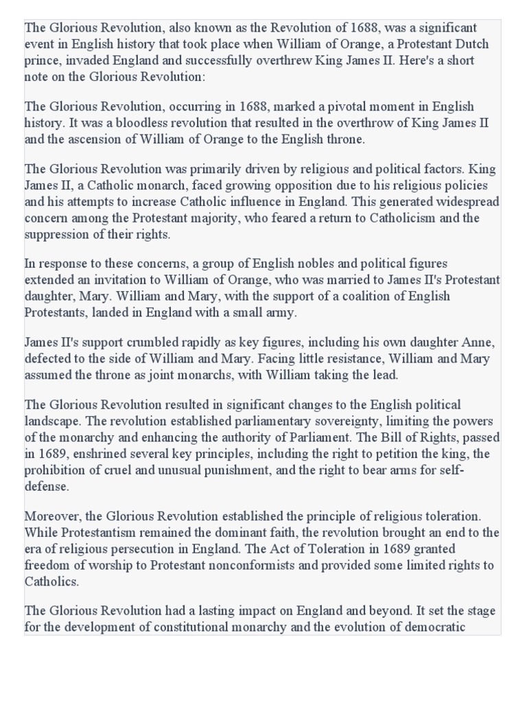 The Glorious Revolution | PDF