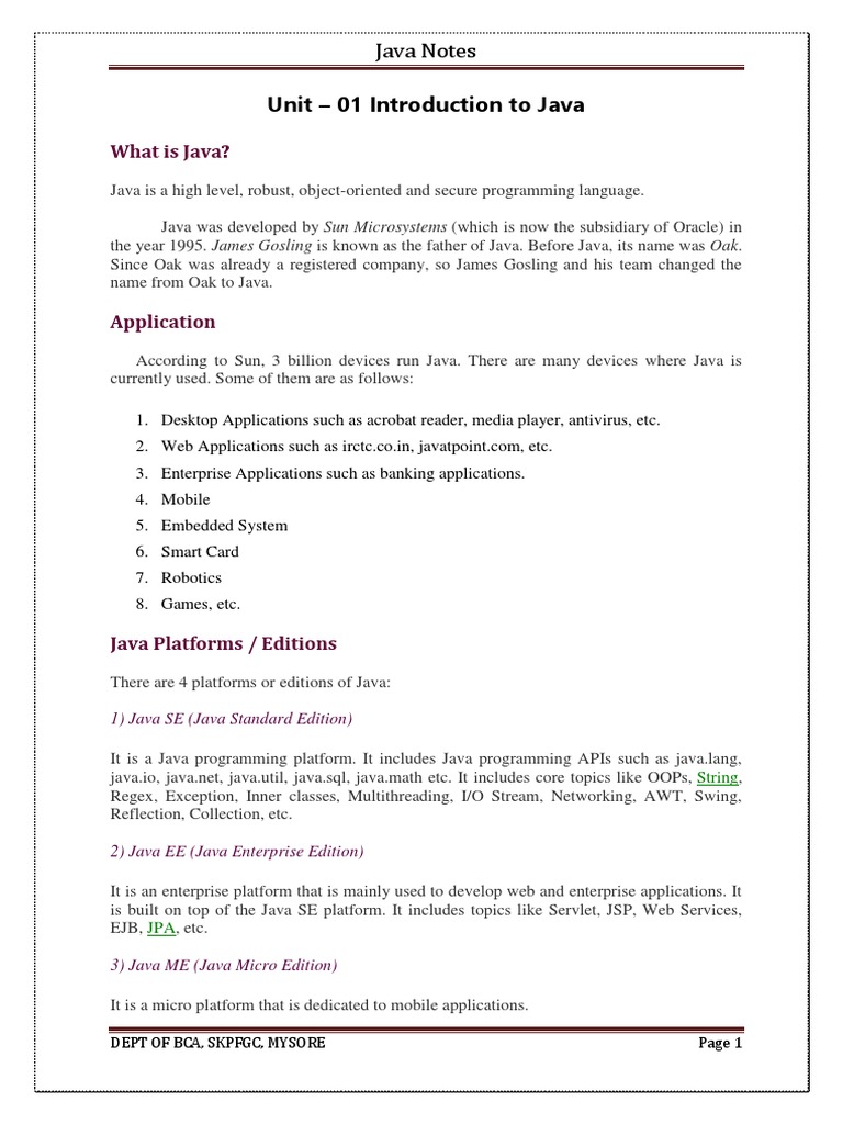 Java Unit1 Pdf 
