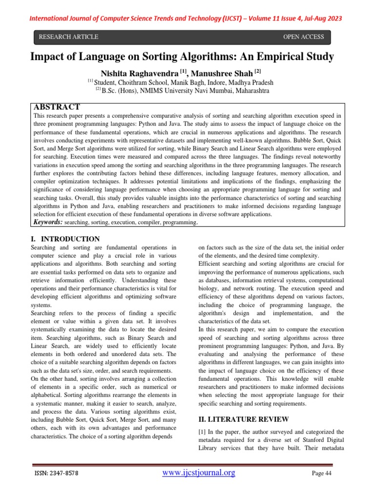 (IJCST-V11I4P8) :nishita Raghavendra, Manushree Shah | PDF
