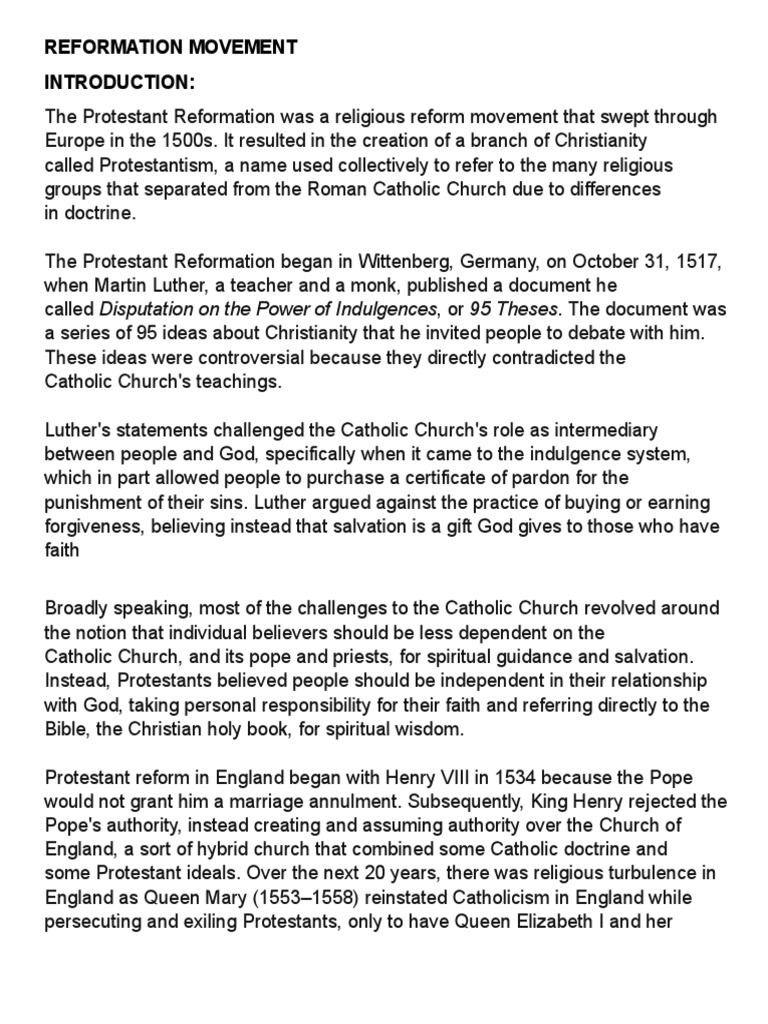 Protestant Reformation Overview | PDF