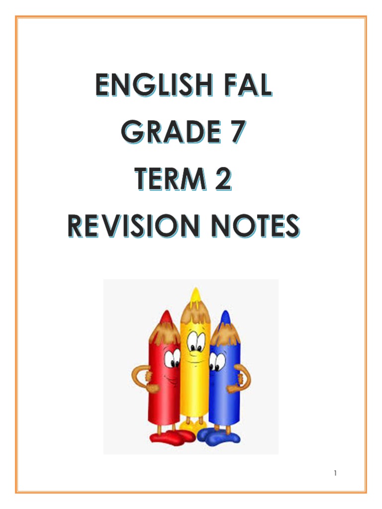 7 Eng FAL GR 7 Term 2 Revision Notes | PDF | Poetry | Verb