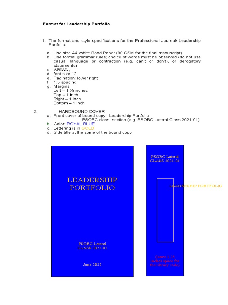 Format For Leadership Portfolio | PDF