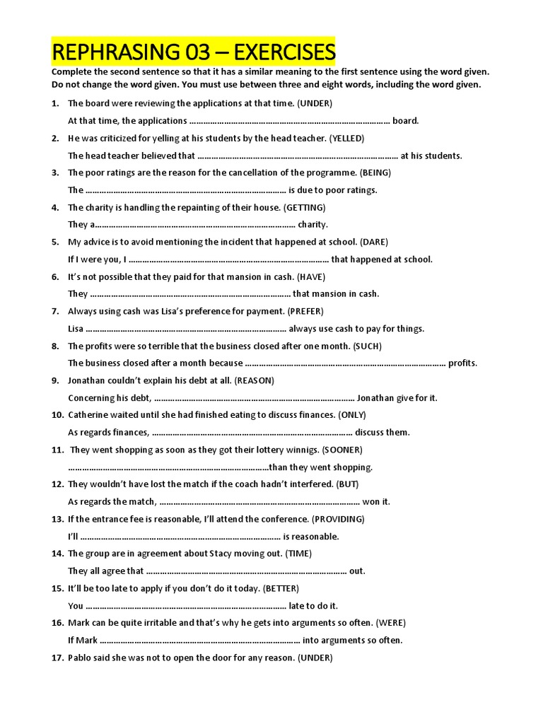 Rephrasing 03 | PDF