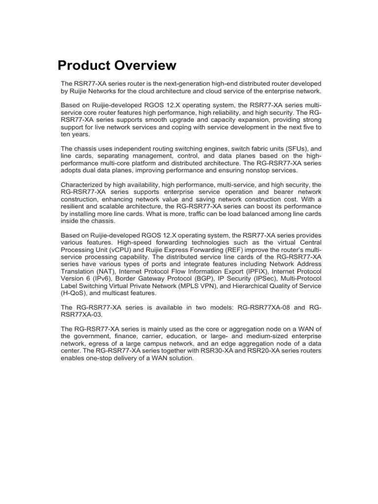 Ruijie RG-RSR77-XA Series Routers Datasheet (1) - 1 | PDF | Networking ...