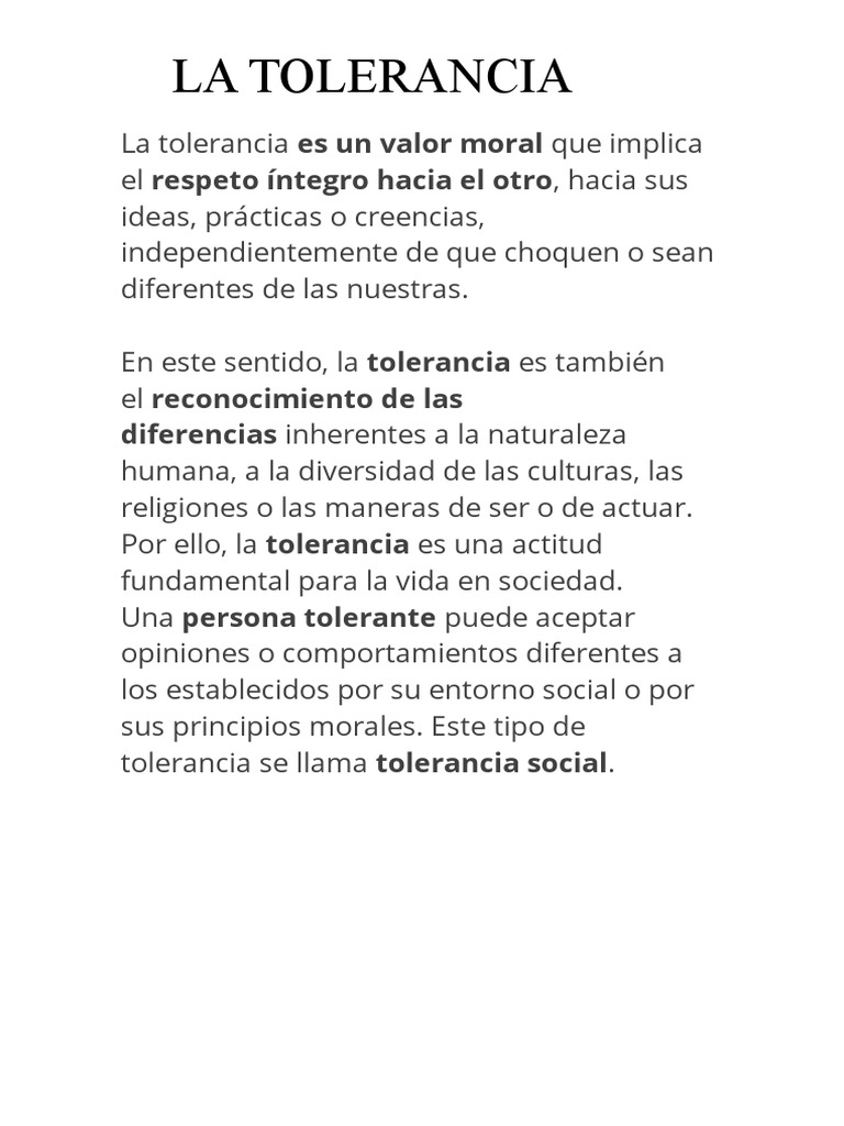 La Tolerancia | PDF