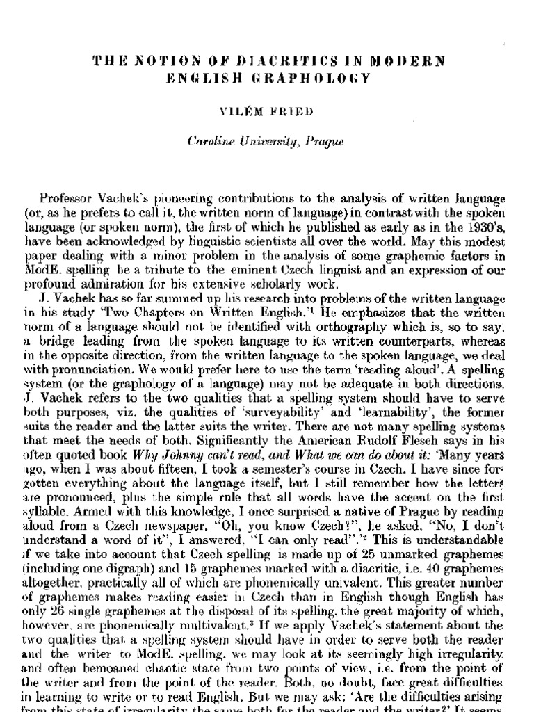 The Notion of Diacritics in Modern English Graphology: Caroline ...