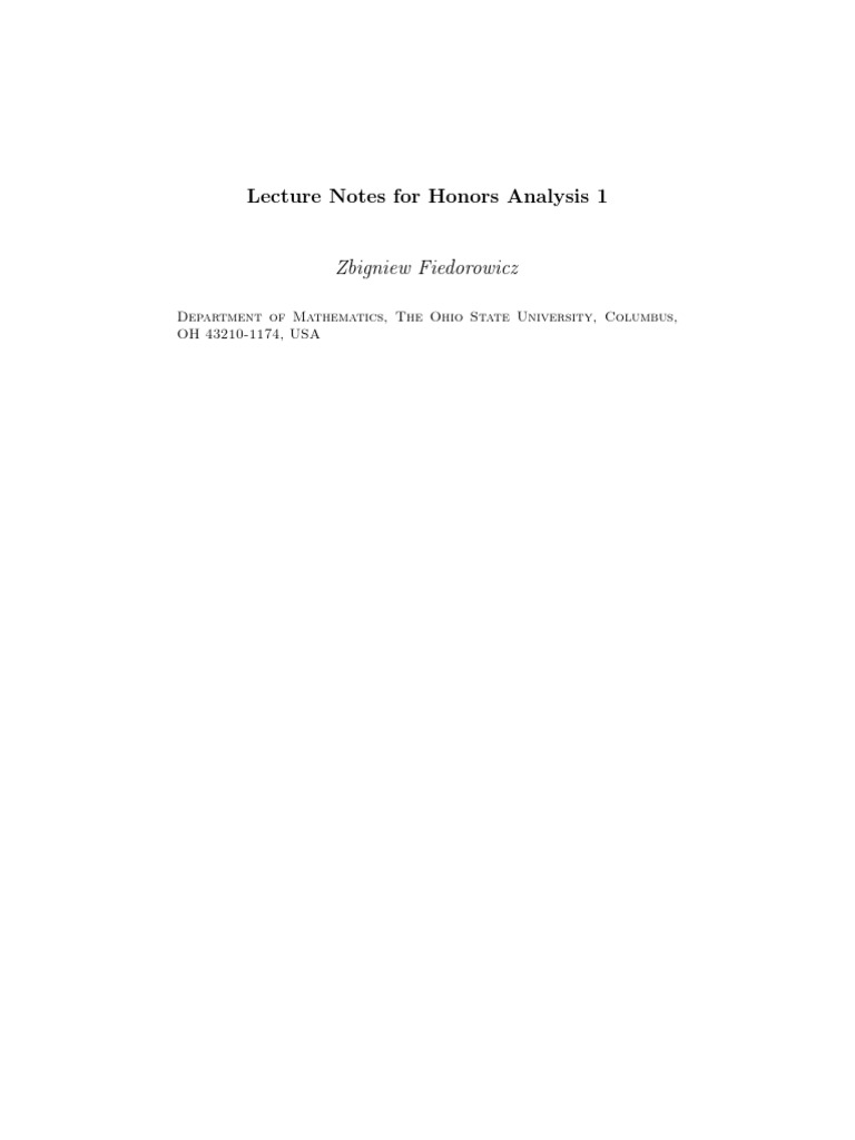 Math 4181 Honors Analysis Notes | PDF Math 4181 Honors Analysis Notes | PDF