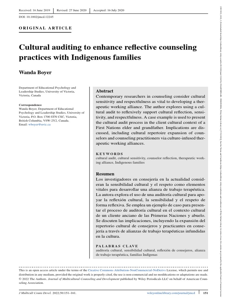 2022 - Boyer - Cultural Auditing To Enhance Reflective Counseling ...
