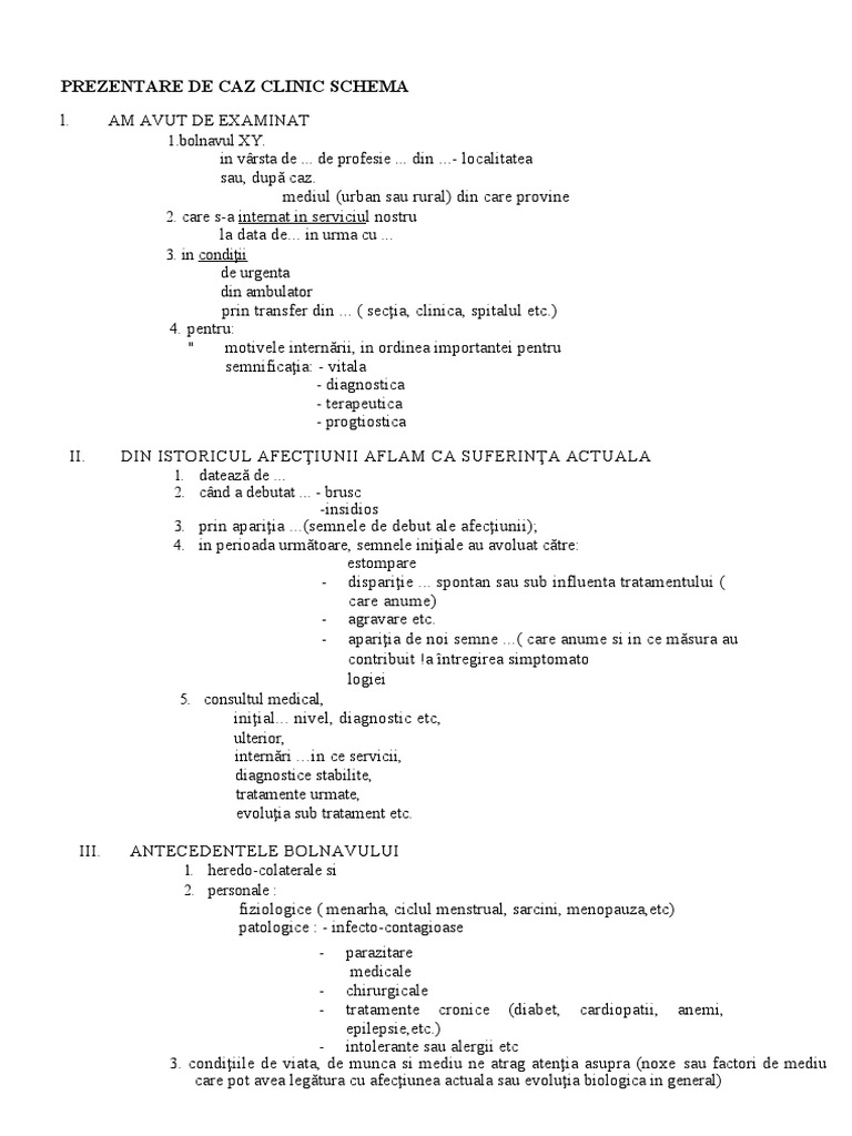 Prezentare de Caz Clinic Schema | PDF
