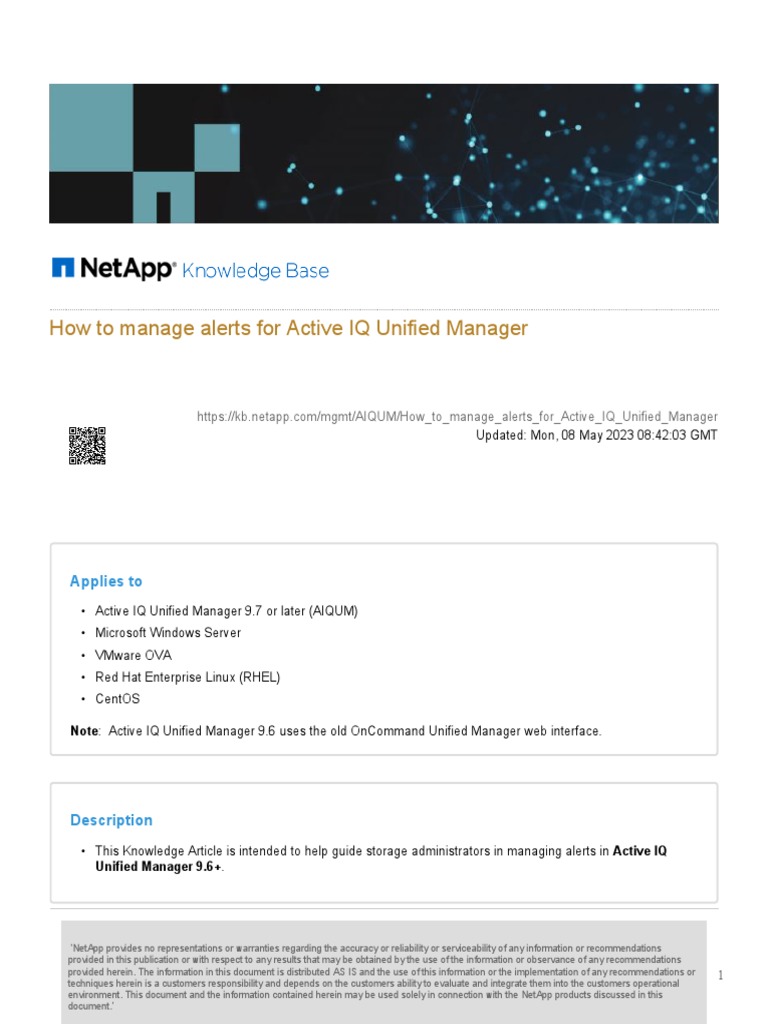 How To Manage Alerts For Active IQ Unified Manager | PDF