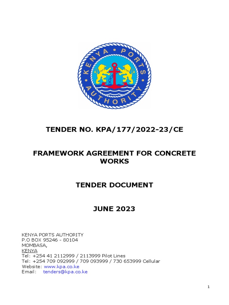 -KPA_177_2022-23_CE - Framework Agreement for Concrete Works - Final (2) | PDF