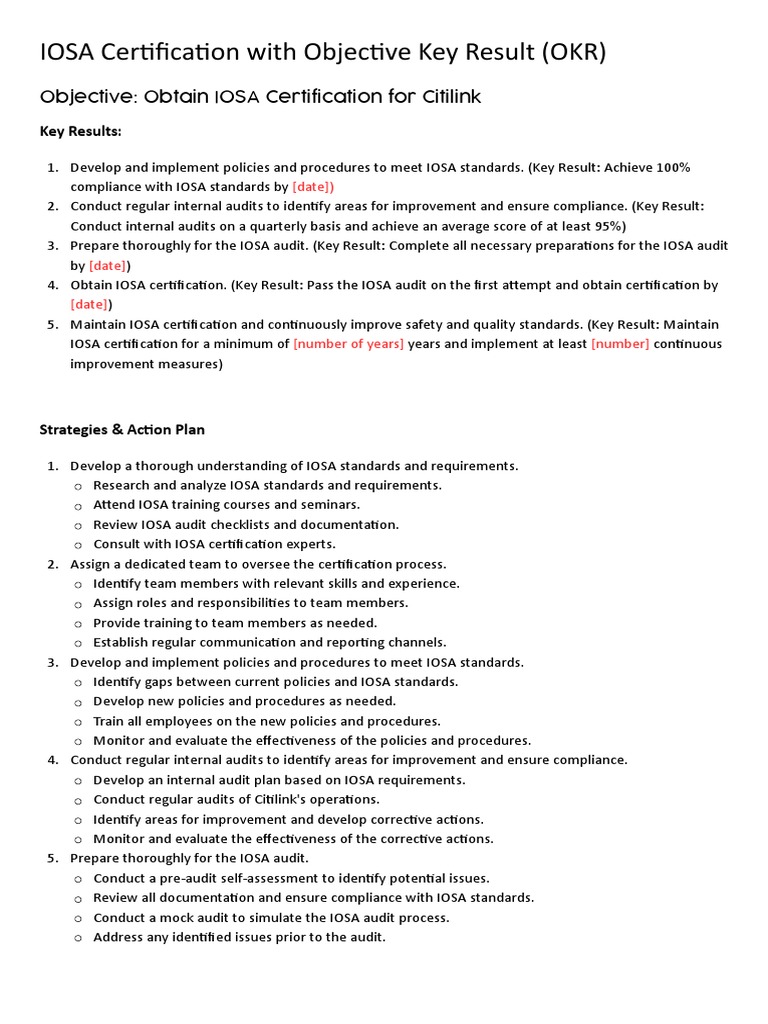 IOSA Certification With OKR | PDF