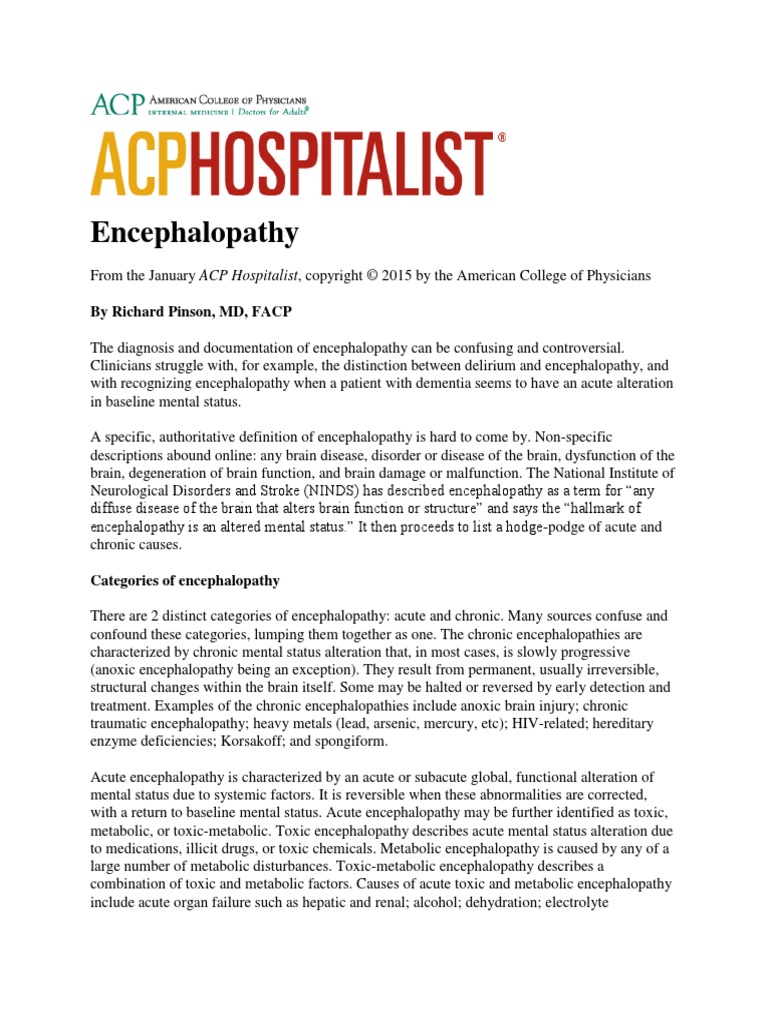 ACP Encephalopathy Coding Article | PDF | Science & Mathematics