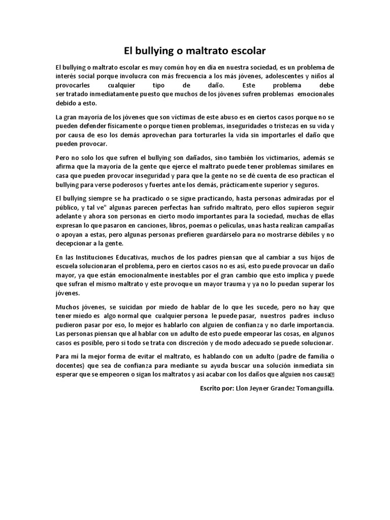 Prevención del bullying escolar: claves y soluciones | PDF | Abuso ...