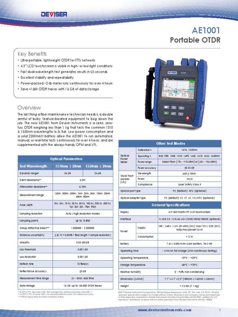 Ae1001 OTDR-DEVISER | PDF | Optical Fiber | Optics