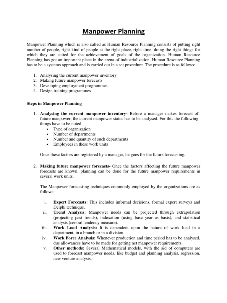 Current Manpower Planning Overview | PDF | Human Resource Management ...