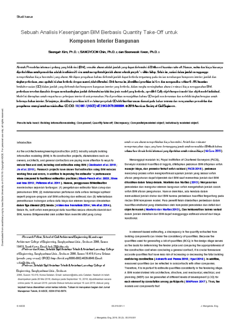 A Discrepancy Analysis of BIM-Based Quantity Take-Off For - En.id | PDF