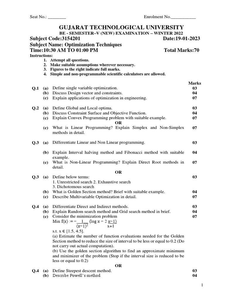 Gujarat Technological University | PDF | Mathematical Optimization | Linear Programming