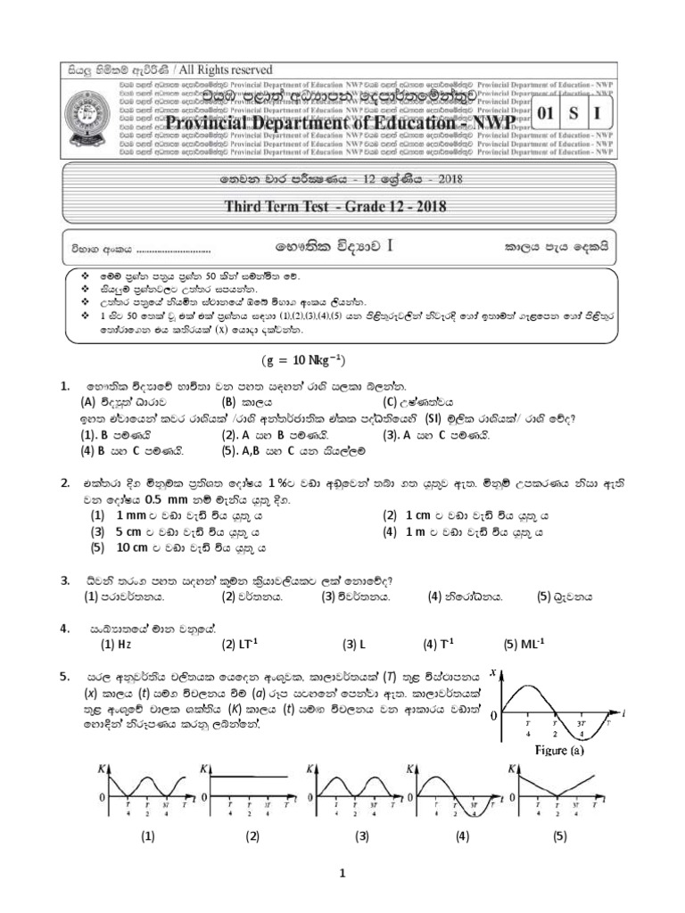 SM Phy g12 t3 I, II PP Ans 2018 | PDF