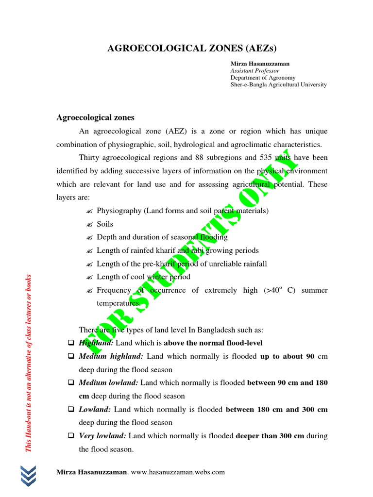 Agroecological Zones Aez | PDF | Flood | Agriculture