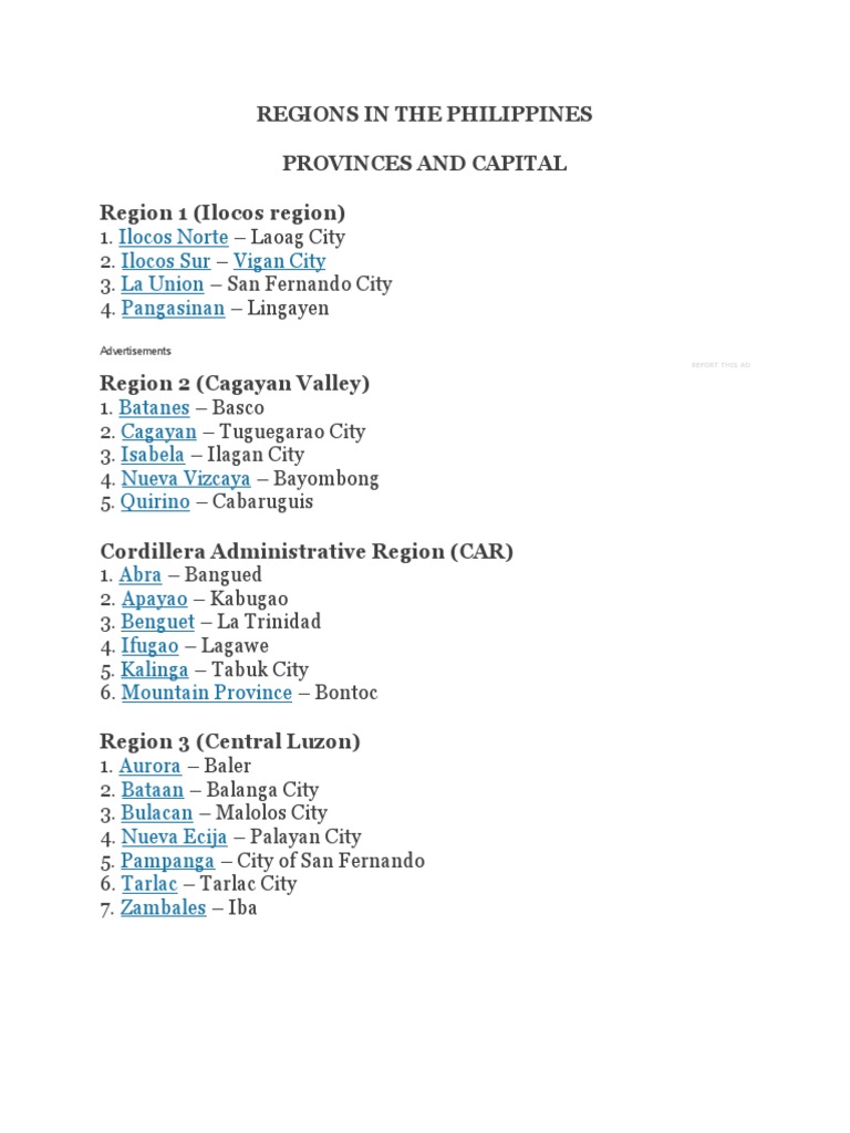 Regions in The Philippines | PDF | Mindanao | Southeast Asia