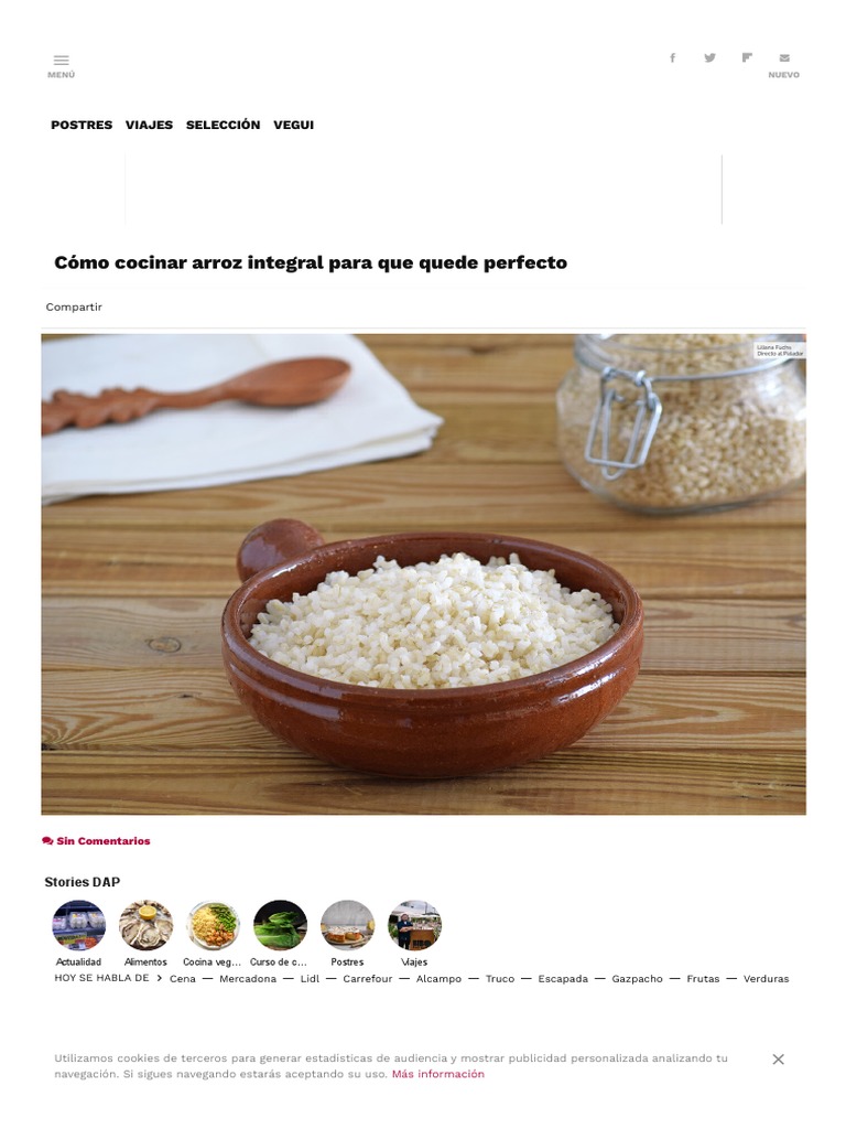 Cocción ideal de arroz integral | PDF | Cocinando | Arroz