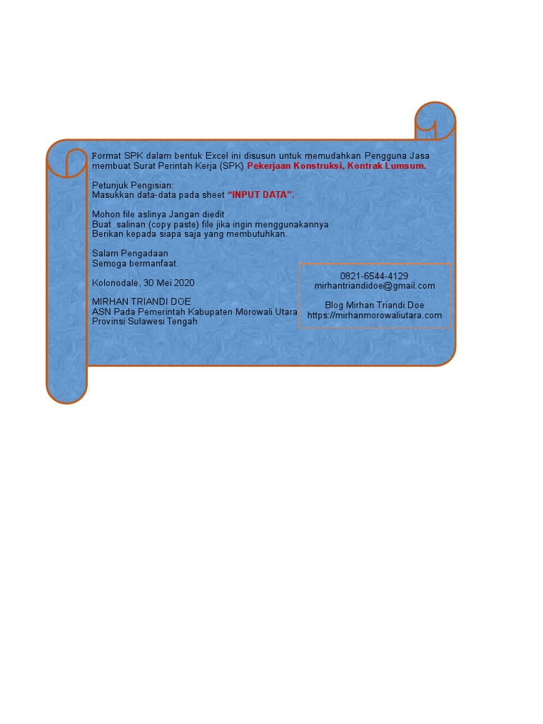 Format SPK Pek. Konstruksi - Lumsum | PDF