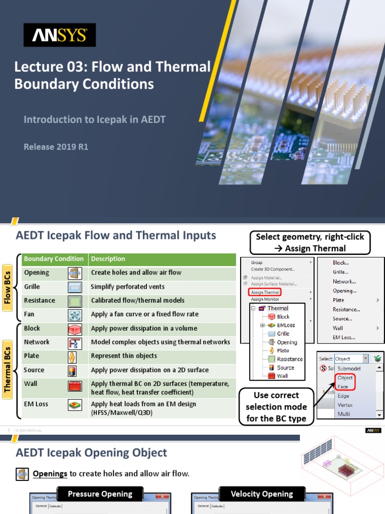 AEDT Icepak Intro 2019R1 L3 Flow and Thermal Boundary Conditions | PDF | Heat Transfer | Heat