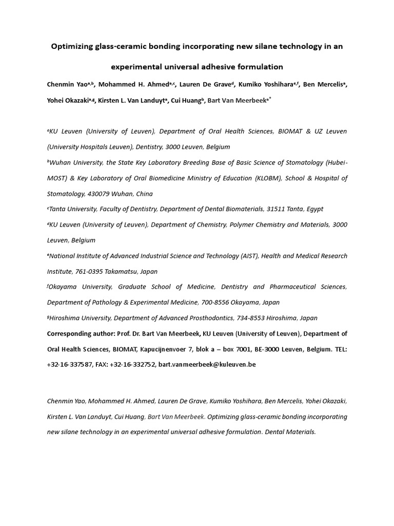 Optimizing Glass-Ceramic Bonding Incorporating New Silane Technology in ...