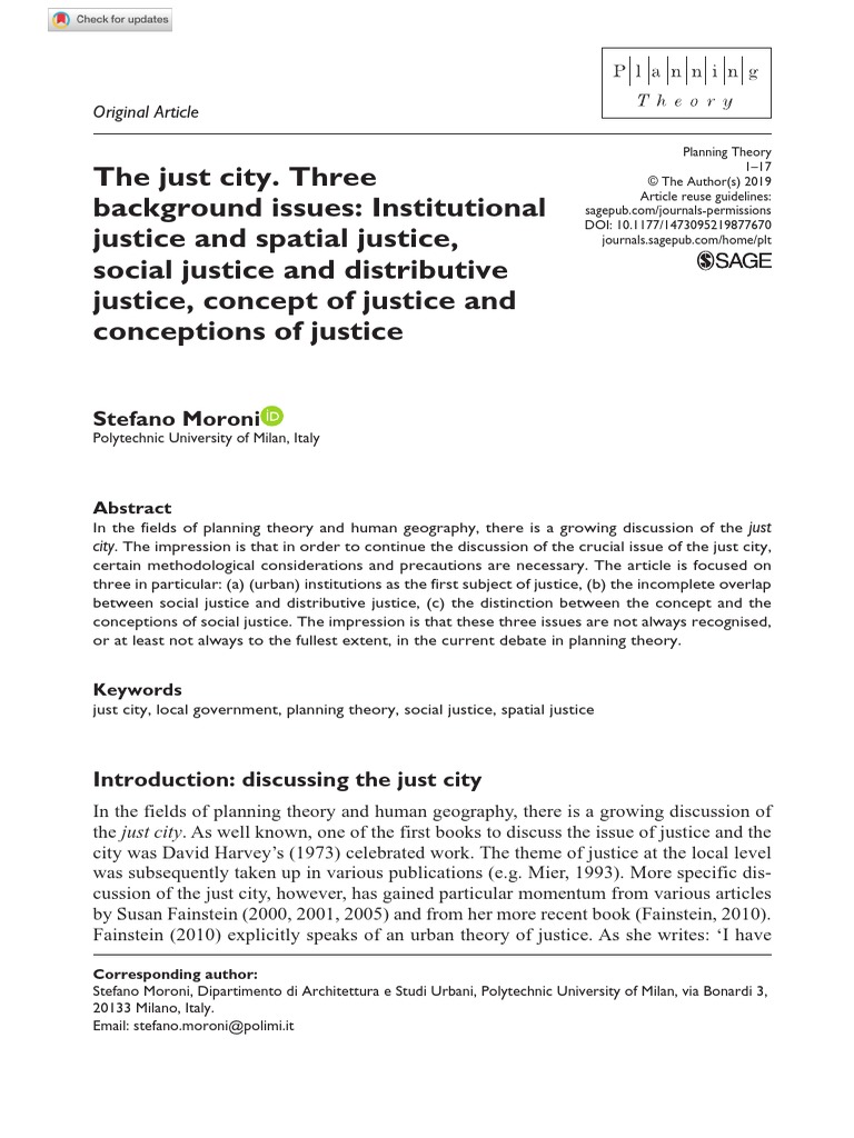 Moroni, S. (2019) - The Just City. Three Background Issues ...